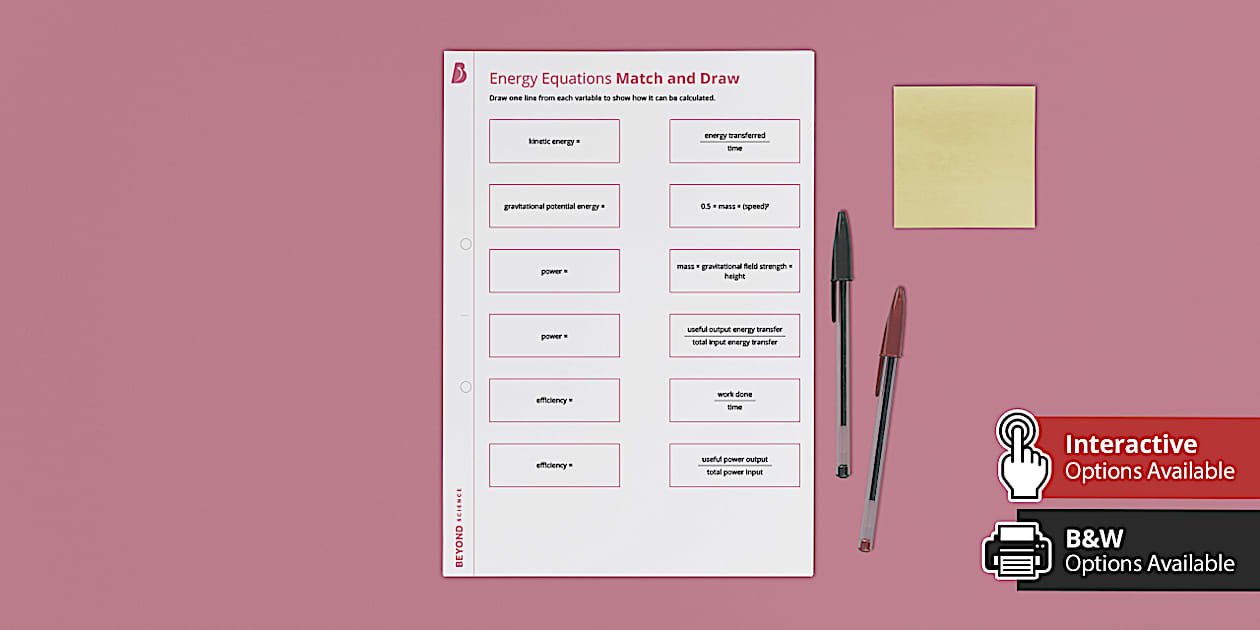 Energy Equations Match and Draw | Physics | Beyond Secondary