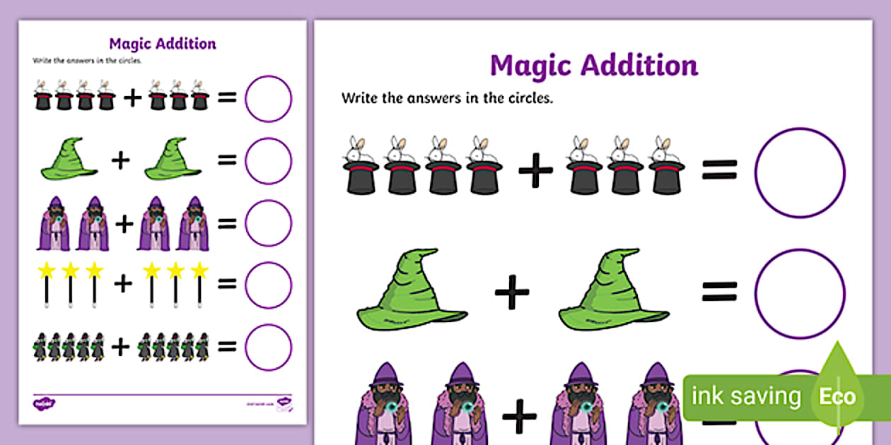 Magic Themed Addition Sheet (professor feito) - Twinkl