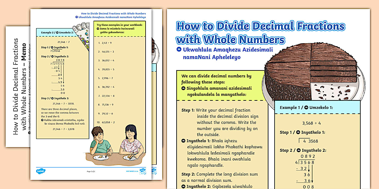 How To Divide Decimal Fractions with Whole Numbers IsiXhosa