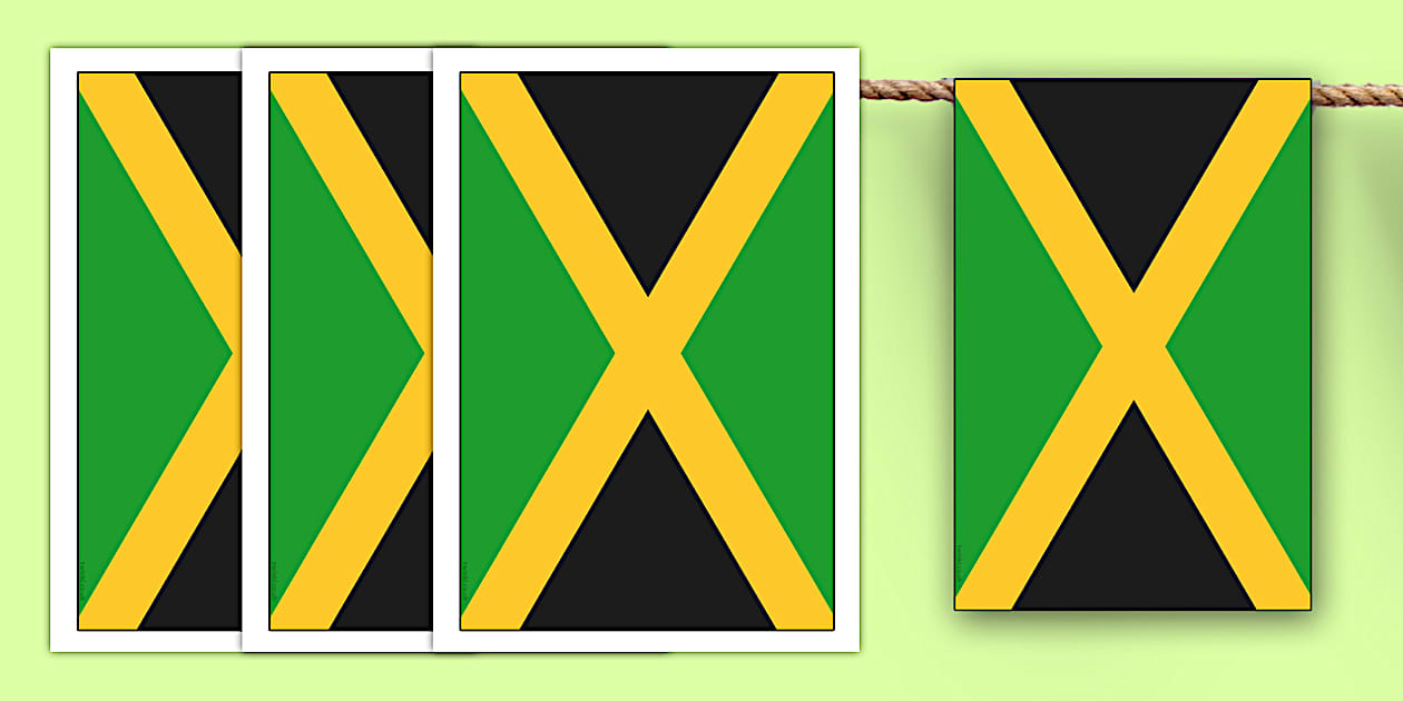 Black and White Jamaica Flag Display Bunting - Twinkl