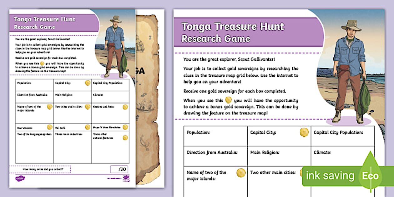 Tonga Treasure Hunt Research Game - Twinkl