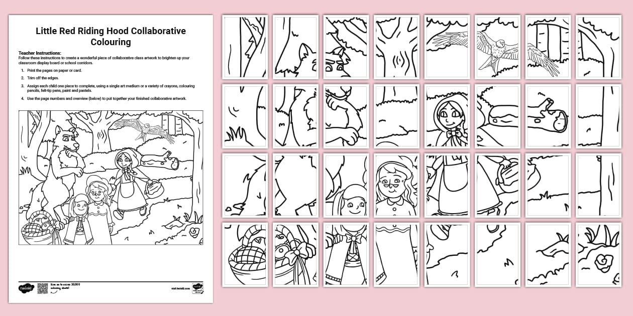 Little Red Riding Hood Collaborative Colouring - Twinkl