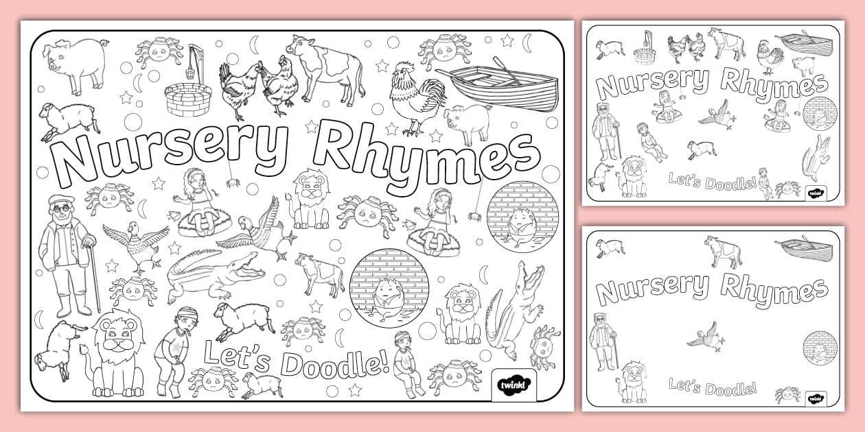 Nursery Rhymes Doodle Colouring Pages - Twinkl
