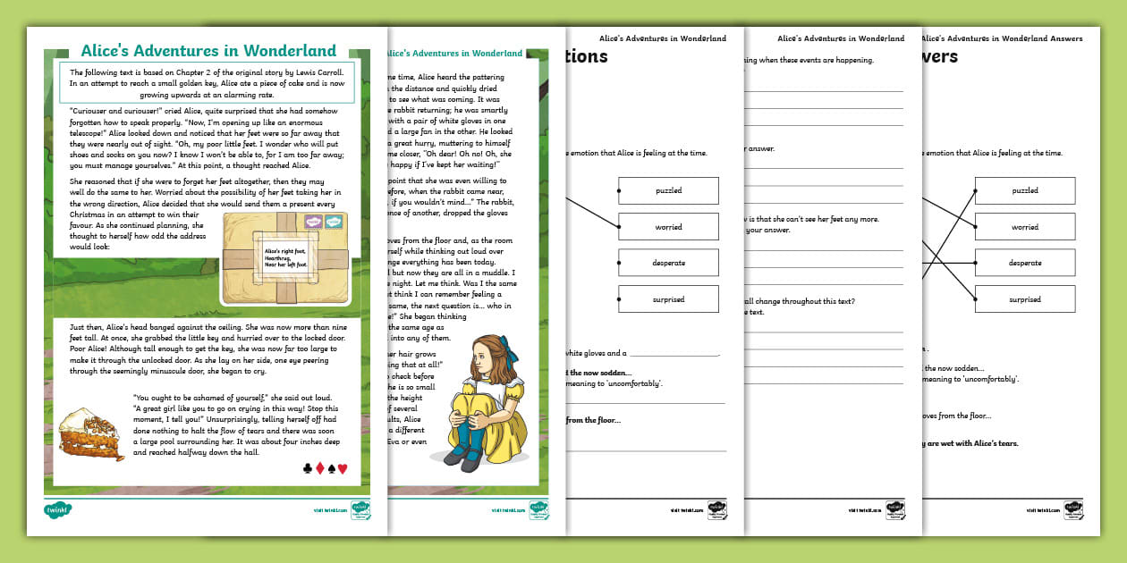 UKS2 Alice in Wonderland Reading Comprehension Activity