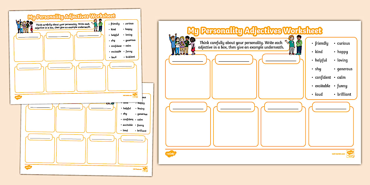 My Personality Adjectives Worksheet (teacher made) - Twinkl