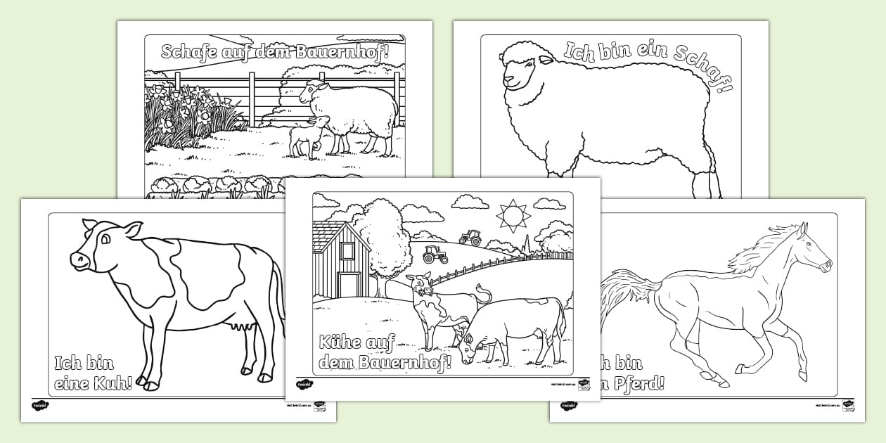 Farm Animals - German Colouring in Pack
