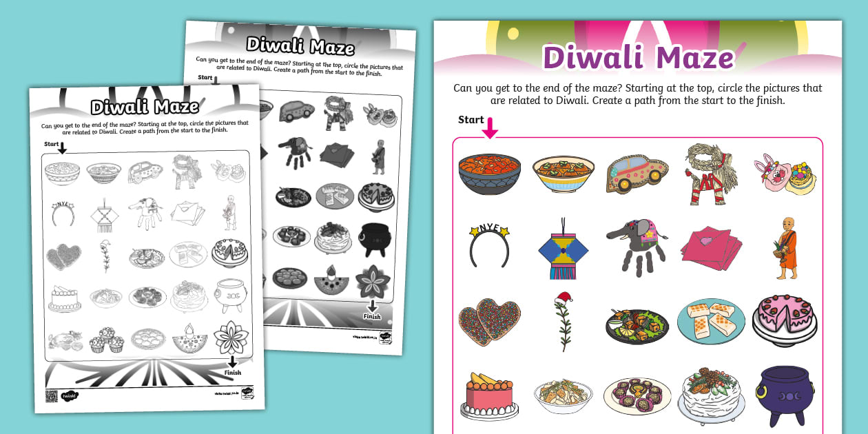 Diwali Imagery Maze Worksheet (teacher made) - Twinkl