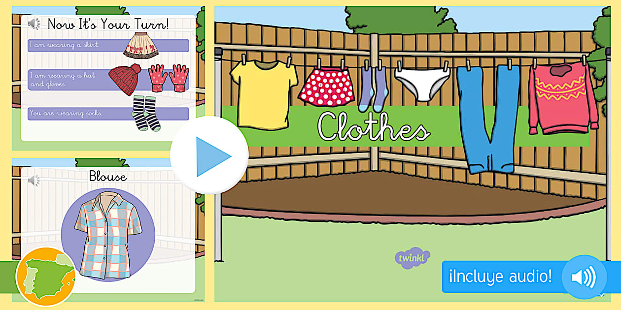 A1 Presentación con audio: La ropa en inglés - Twinkl