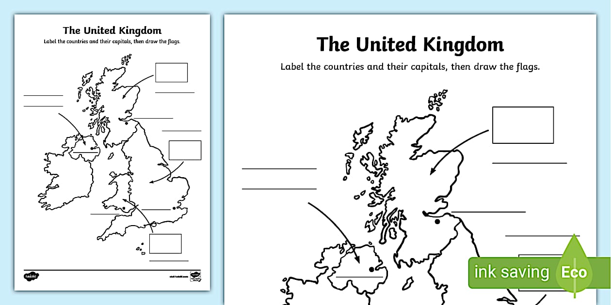 Editable The United Kingdom Labelling Worksheet - Twinkl