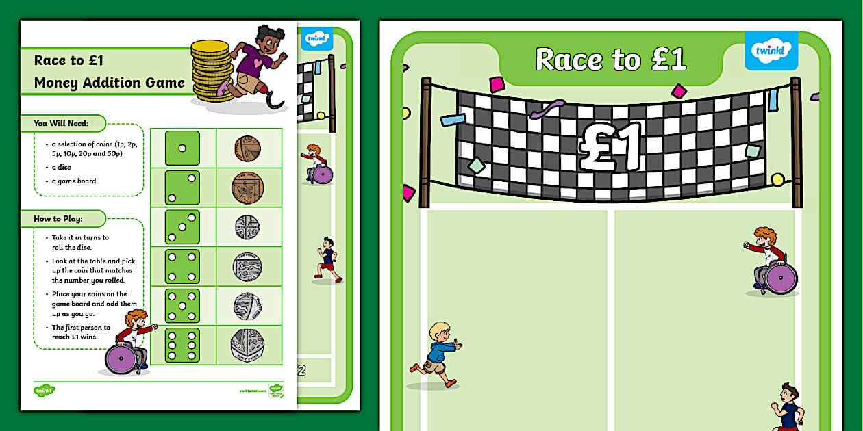 👉 Race to £1 – Money Addition Game (teacher made)