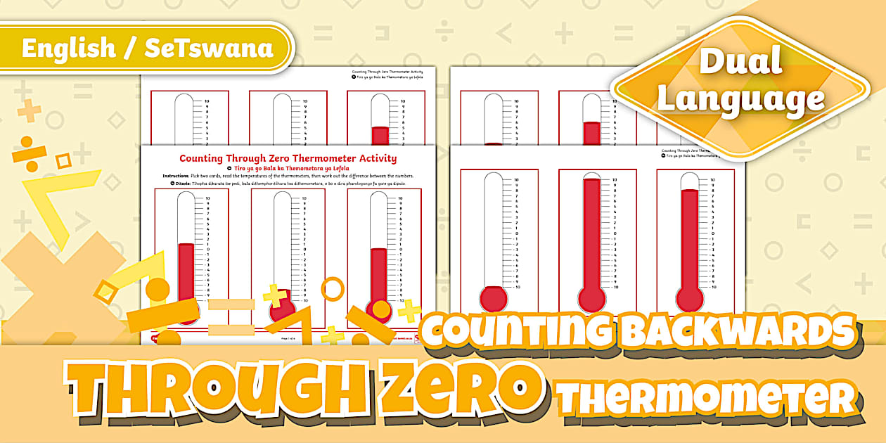 Grade 7 Maths - Term 1 - Counting Backwards Through Zero Thermometer