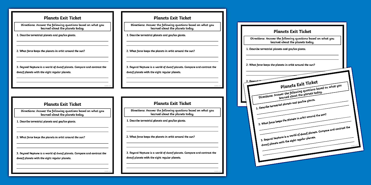 Sixth Grade Planets Science Exit Ticket (teacher made)