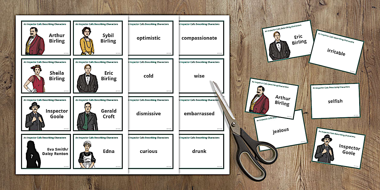 GCSE Describing Characters in An Inspector Calls Matching Cards