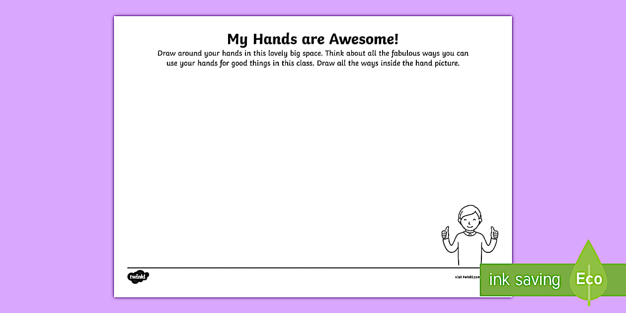 Year 1 My Hands Are Awesome Worksheet / Worksheet - Twinkl