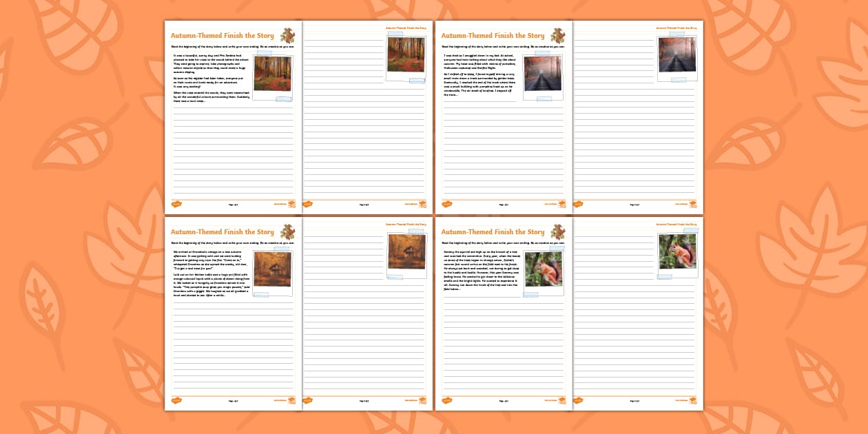 Autumn-Themed Finish the Story Worksheets - Twinkl - KS2