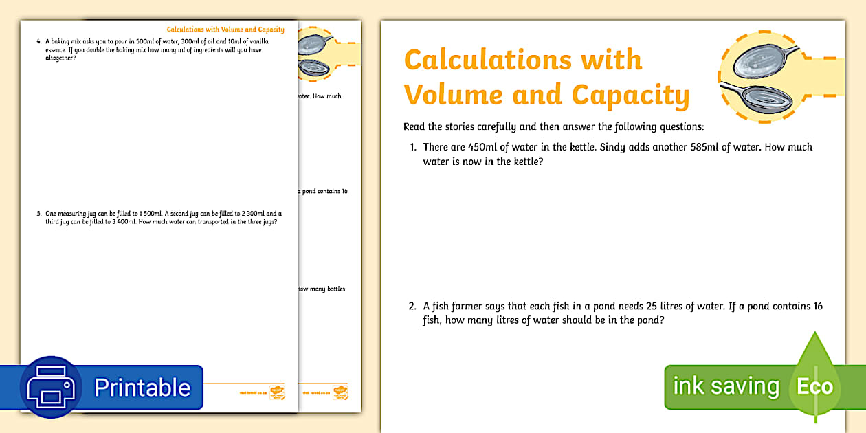 Calculations with Volume and Capacity (teacher made)
