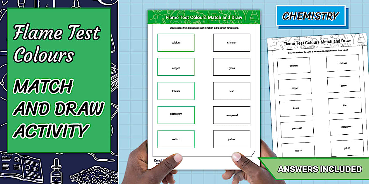 Flame Test Colours Match Worksheet