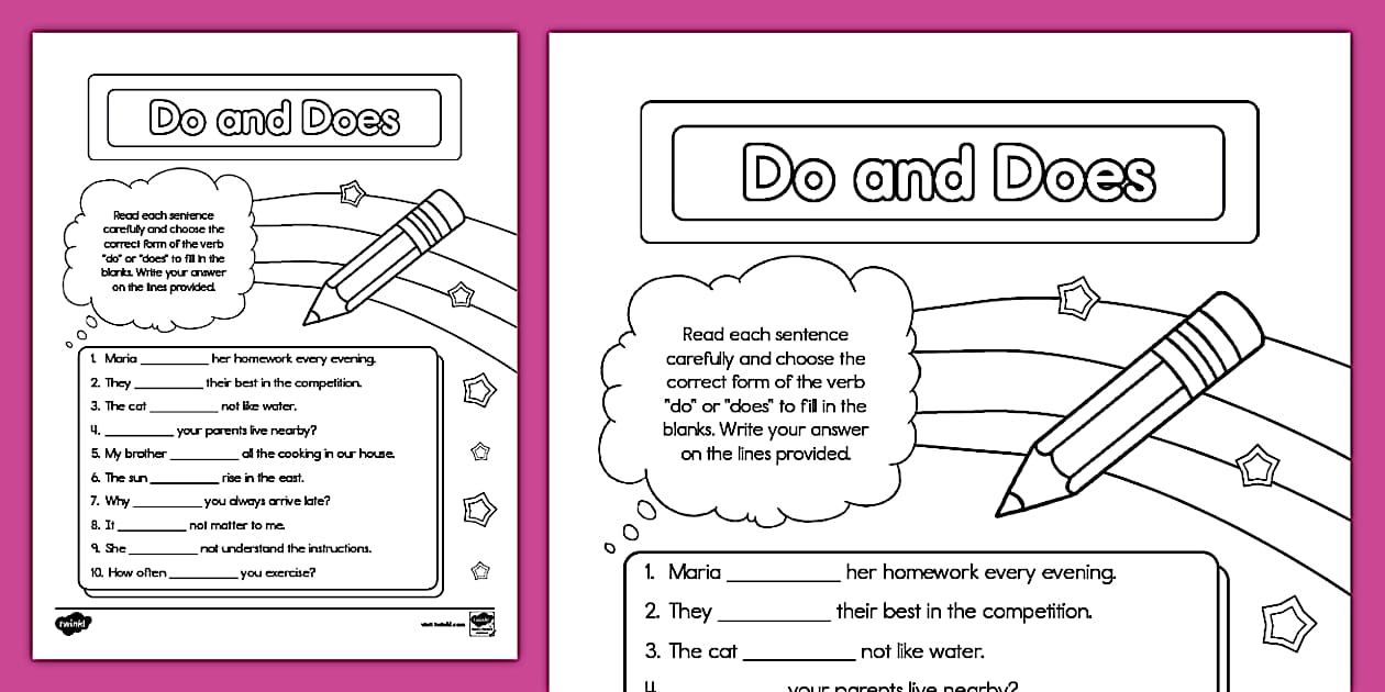 Do and Does Worksheet for ELL (teacher made) - Twinkl