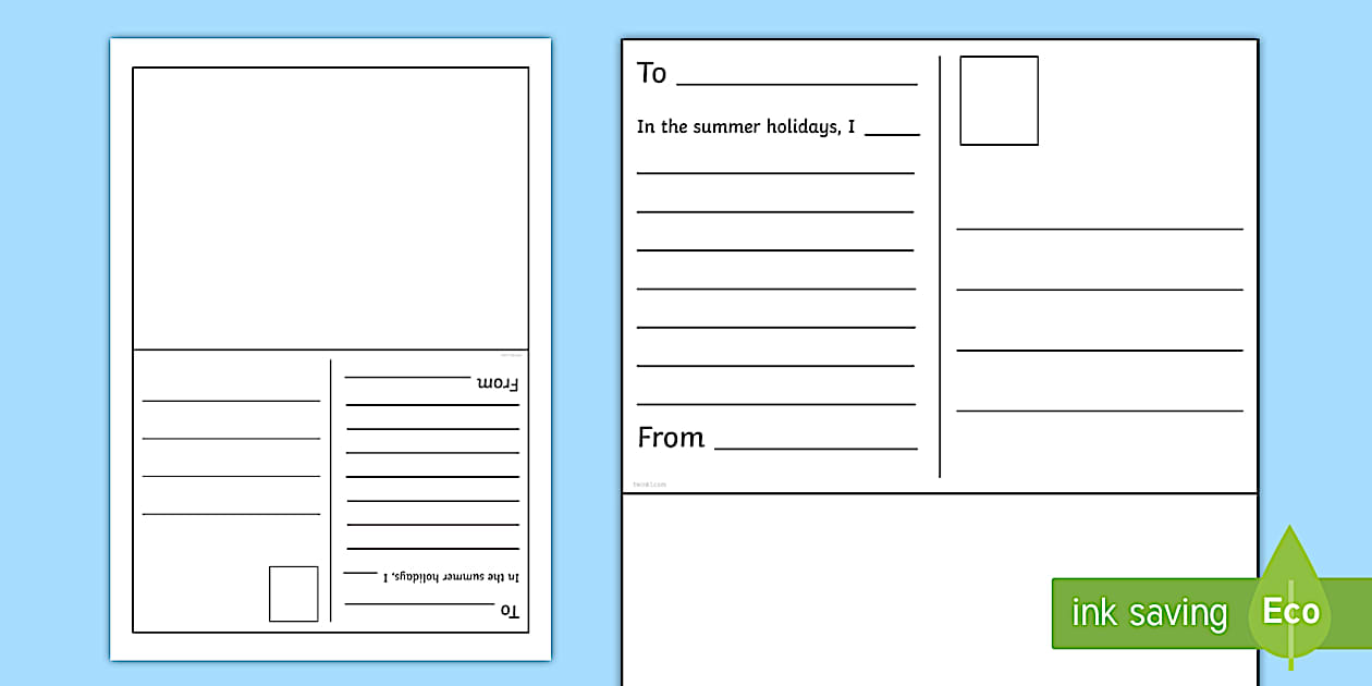 Summer Postcard Writing Worksheet / Worksheet - Twinkl