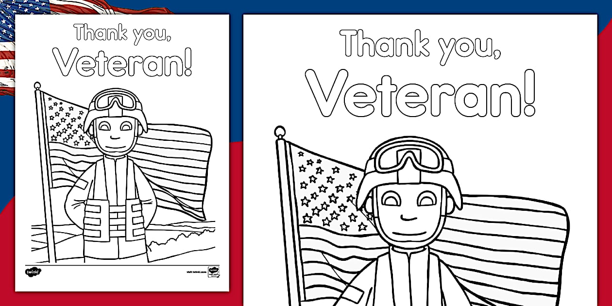 Thank You, Veteran Coloring Page | Twinkl