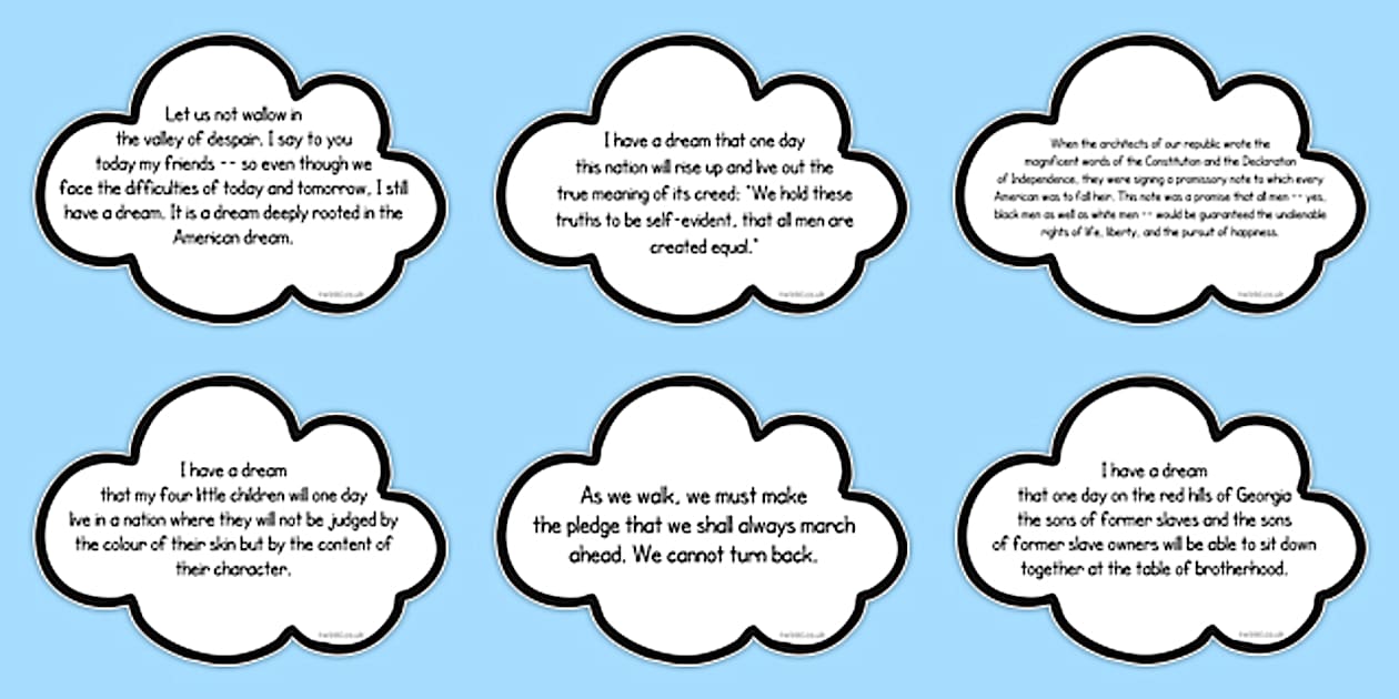 I Have a Dream Speech Editable Clouds (teacher made)