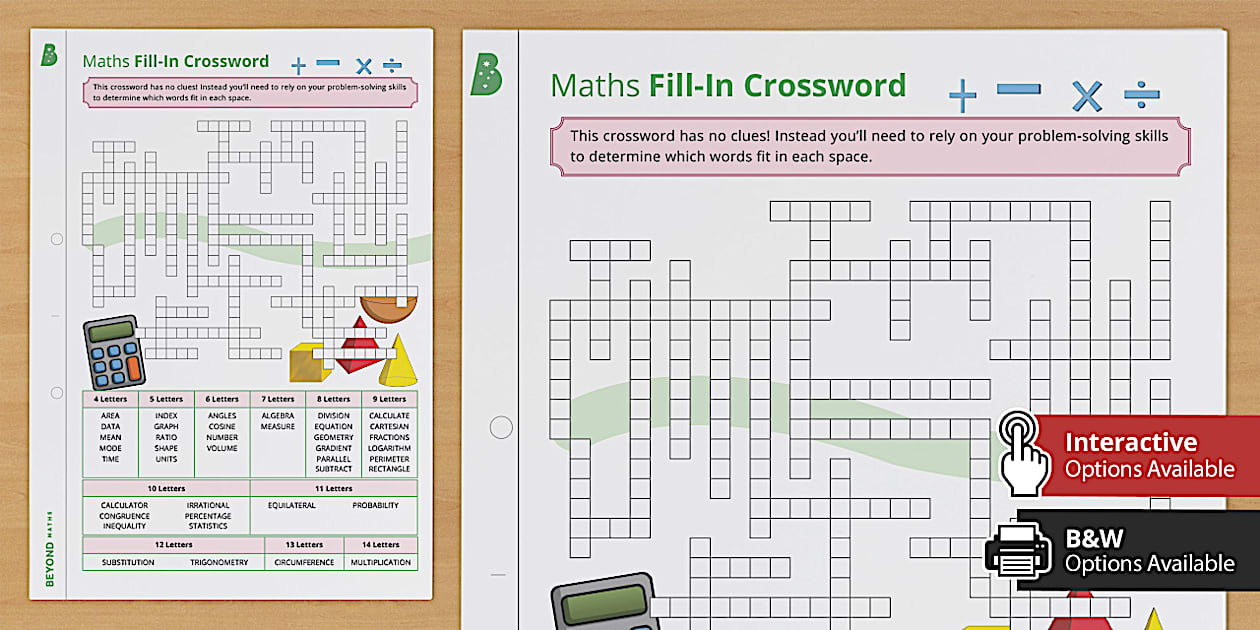 Maths Fill-In Crossword (teacher made) - Twinkl