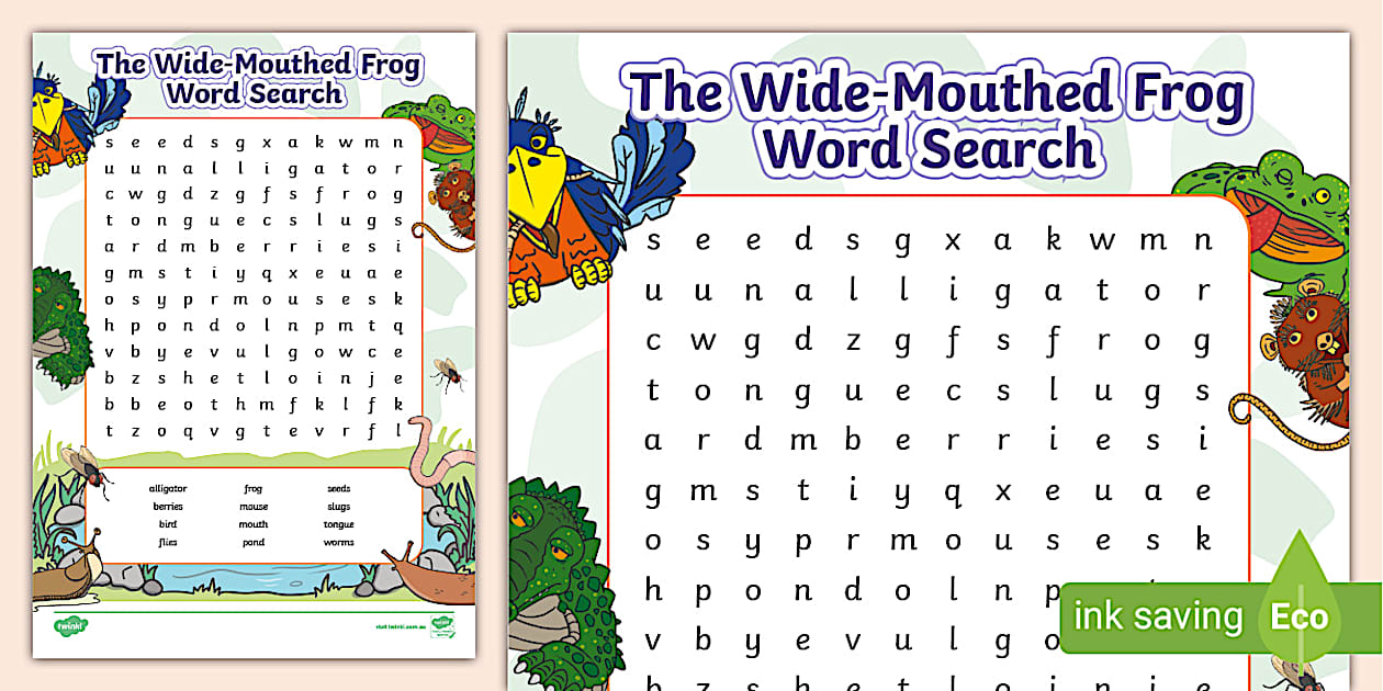 Word Search to Support Teaching on The Wide-Mouthed Frog