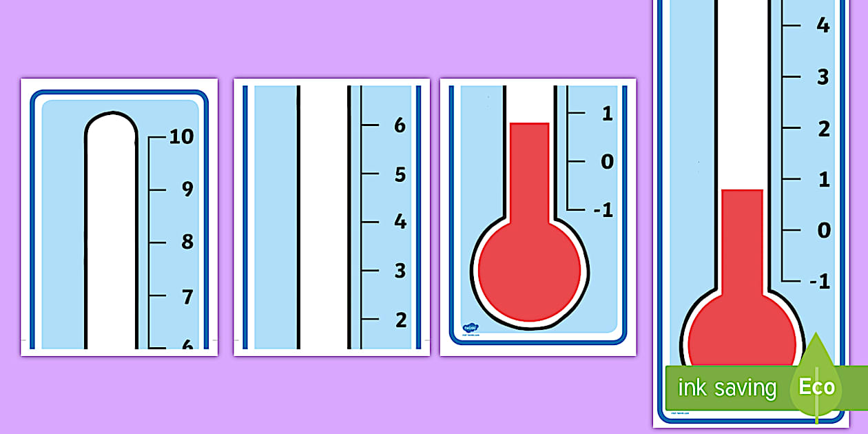 Thermometer Vertical Numbers -1 to 10 Number Line - Twinkl