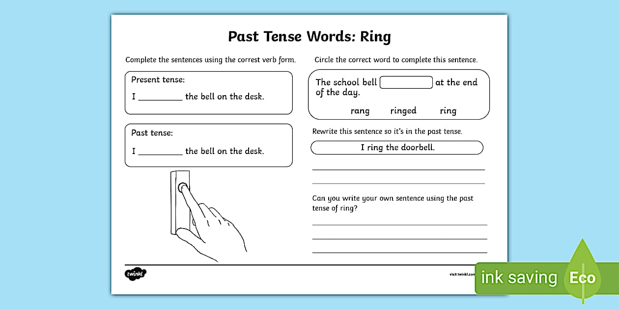 Past Tense Words - Ring Worksheet (Teacher-Made) - Twinkl