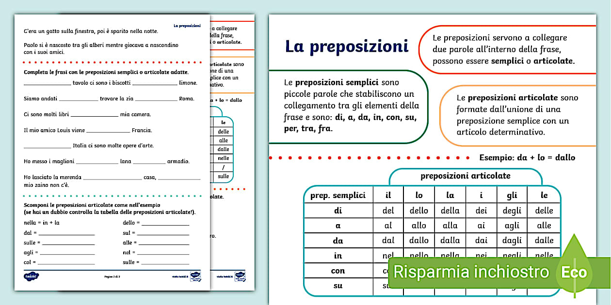 Esercizi sulle preposizioni | Primaria | Twinkl - Twinkl