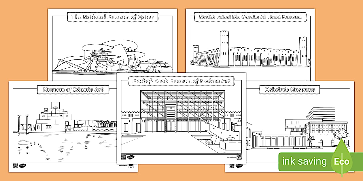 Museums in Qatar Colouring Sheets (teacher made) - Twinkl