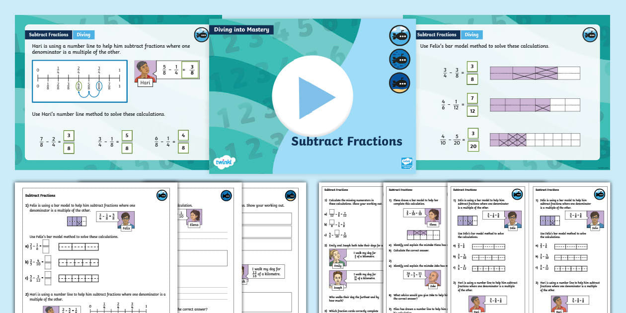 👉 Year 5 DiM: Step 14 Subtract Fractions Teaching Pack