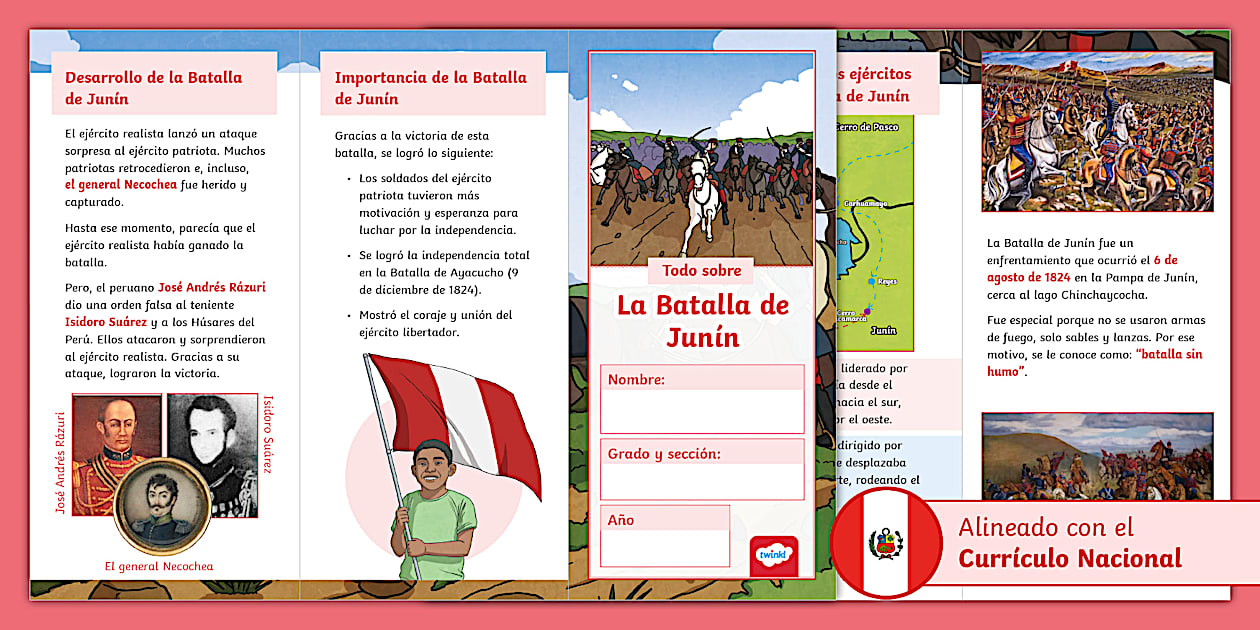 Tríptico de la Batalla de Junín para primaria alta