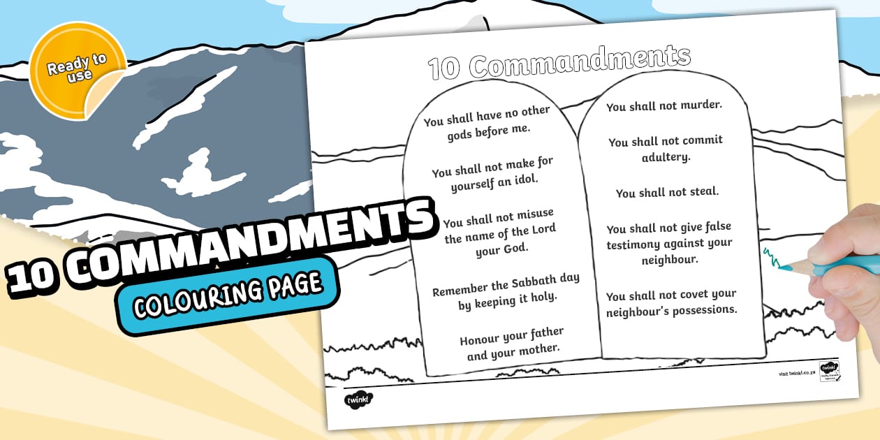 Foundation Phase Life Skills 10 Commandments Colouring Page (CAPS Aligned)