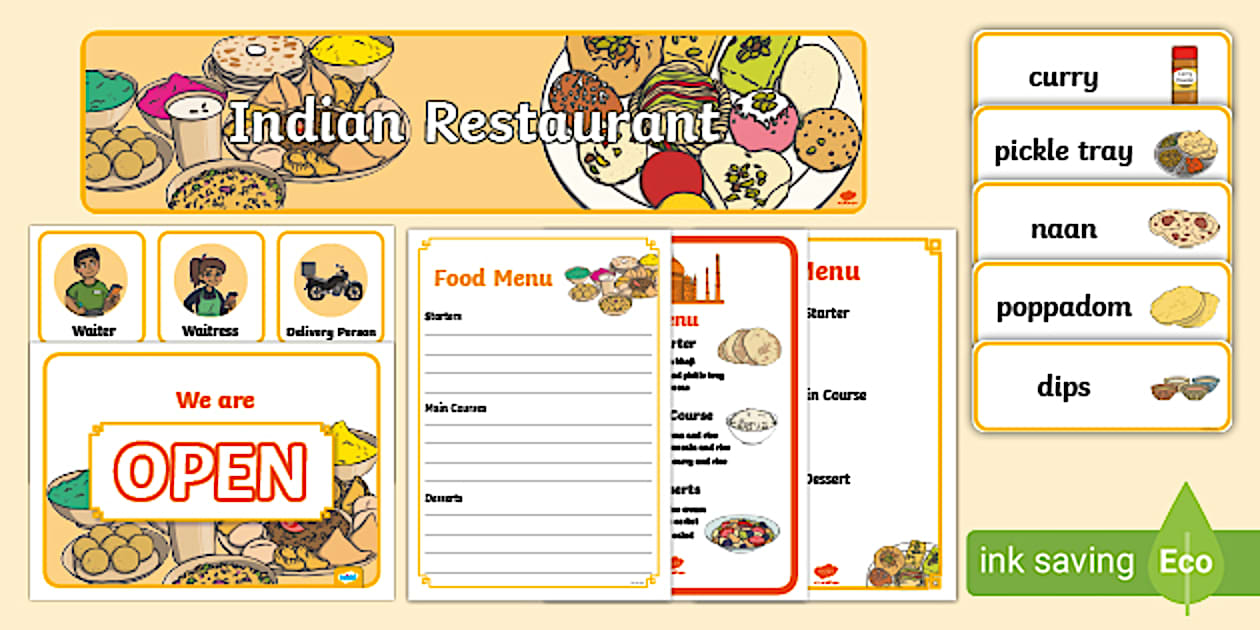 Indian Restaurant Role Play Pack - ESL Restaurant Role Play