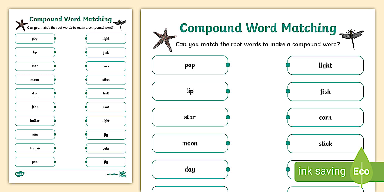 Compound Word Matching Activity Sheet (teacher made)