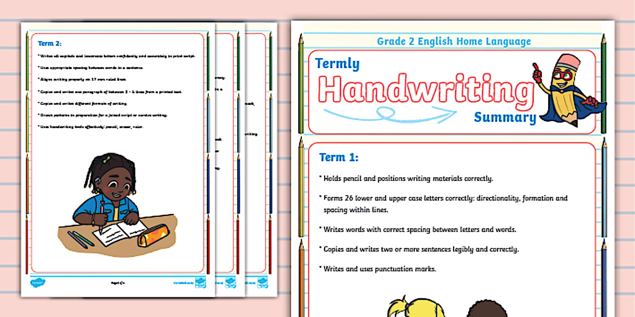 Grade 2 English Home Language: Termly Handwriting Summary