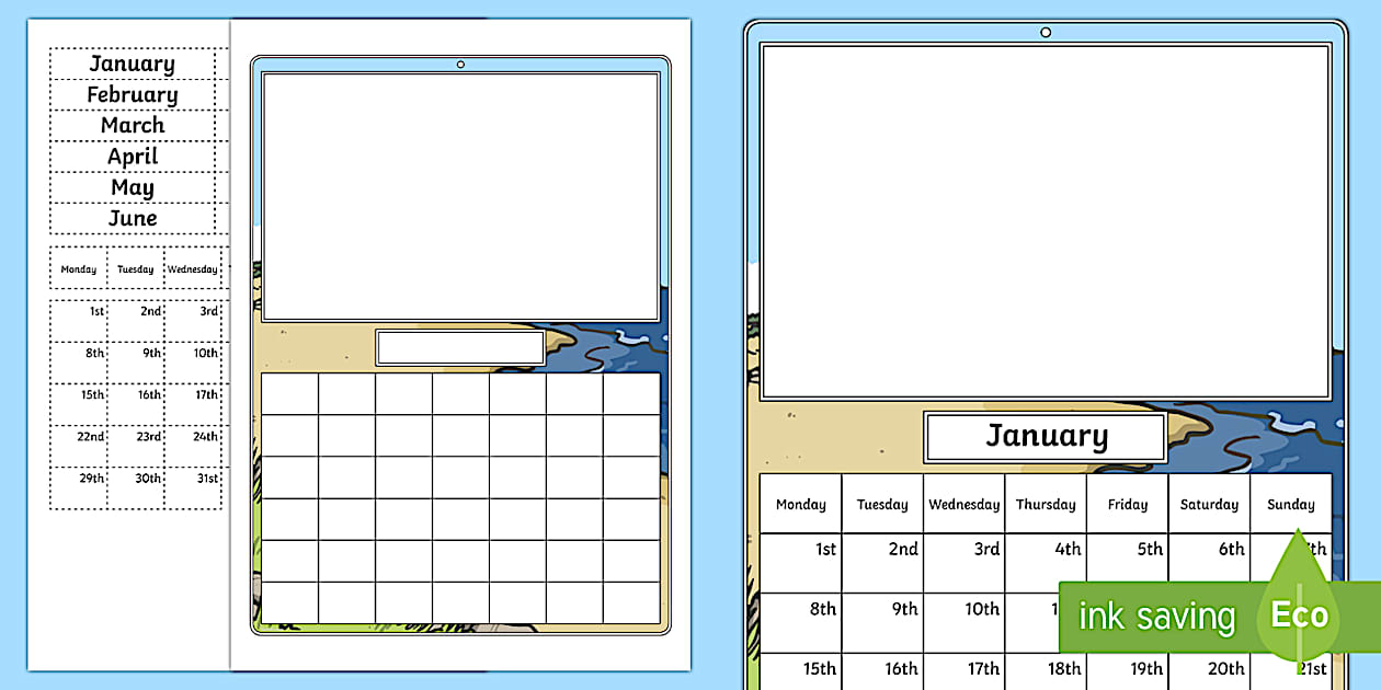 Cut and Stick Monthly Calendar Template (teacher made)
