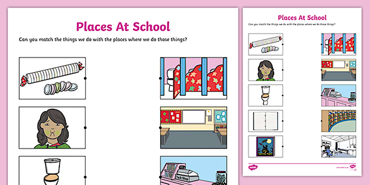 Places At School Worksheet (l'enseignant a fait) - Twinkl