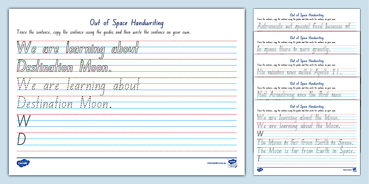 Out of Space Year 2 Handwriting Worksheet (Teacher-Made)