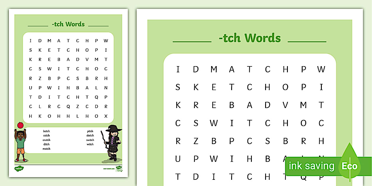 -tch Words Word Search (teacher made) - Twinkl