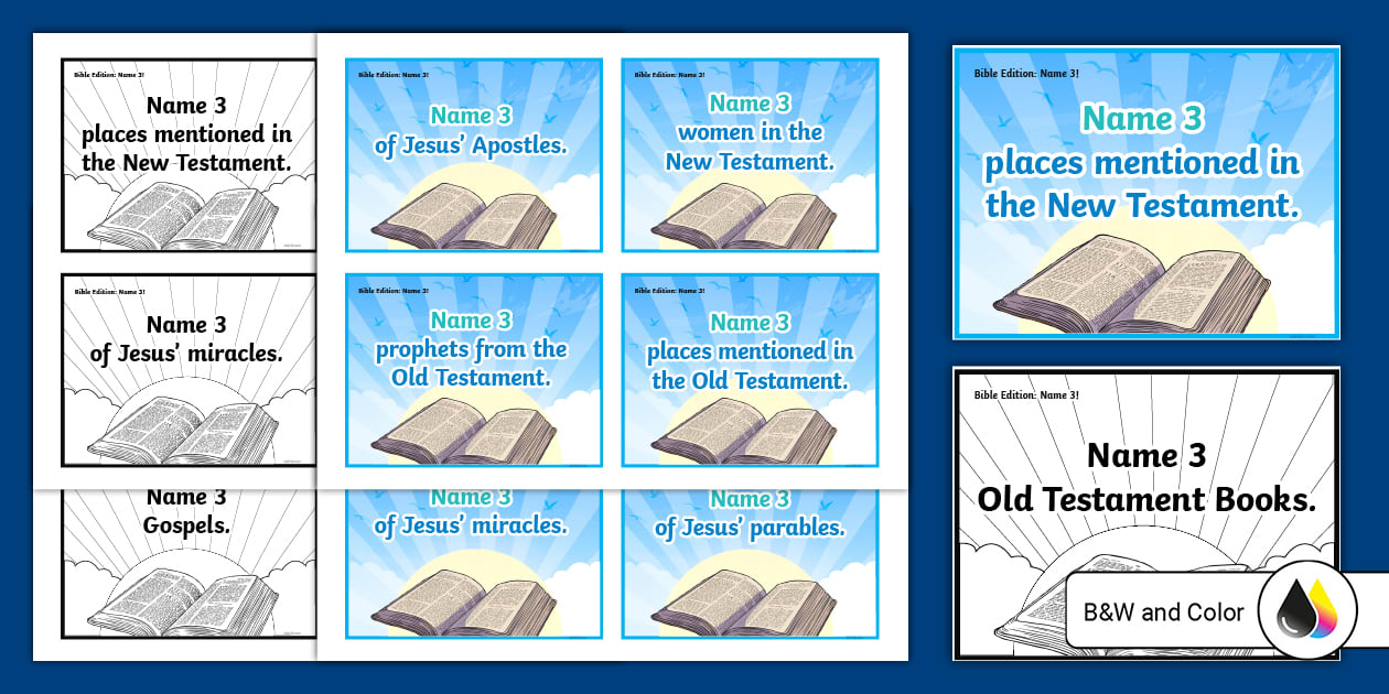 Bible Edition: Name 3 Game Cards for 3rd-5th Grade - Twinkl