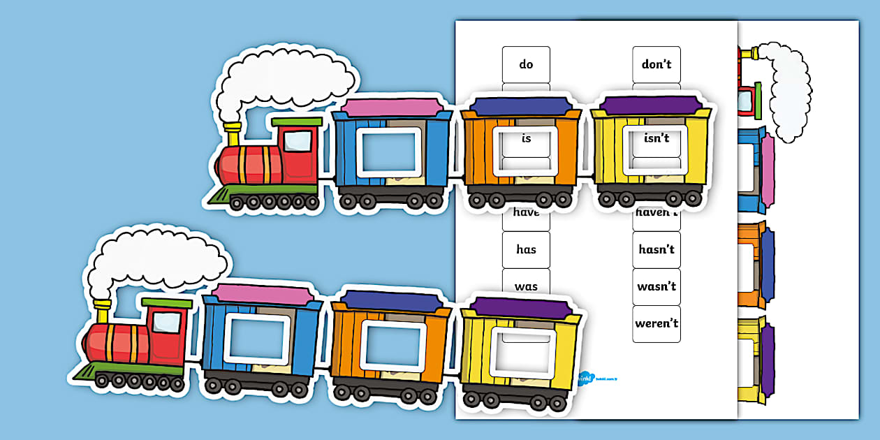 Contractions Train Slider (Teacher-Made) - Twinkl