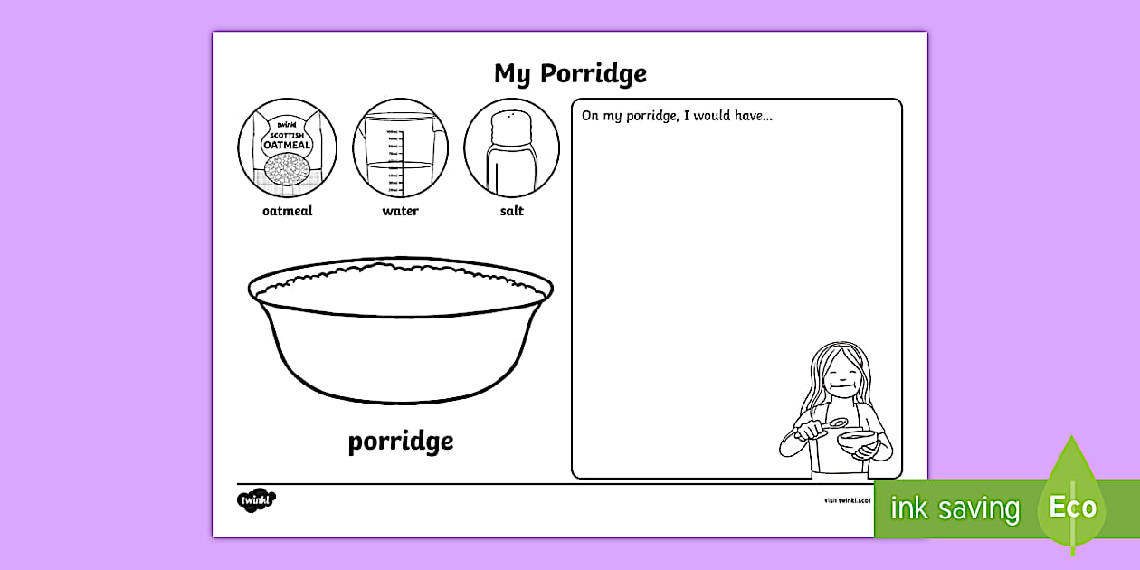 My Porridge Worksheet / Worksheet (teacher made) - Twinkl