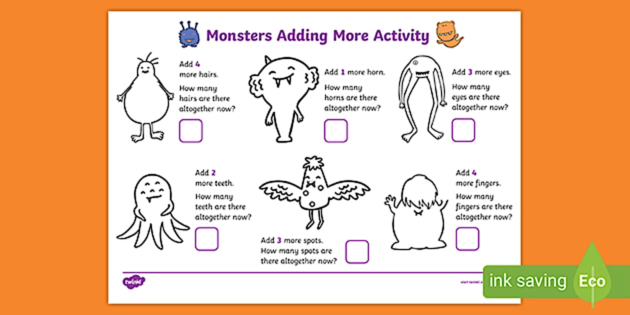 👉 Monsters Adding More Activity (Teacher-Made) - Twinkl