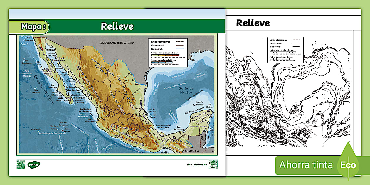 Mapa: Relieve (profesor hizo) - Twinkl