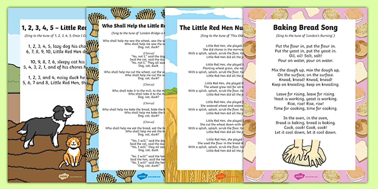 The Little Red Hen Songs and Rhymes Resource Pack - Twinkl