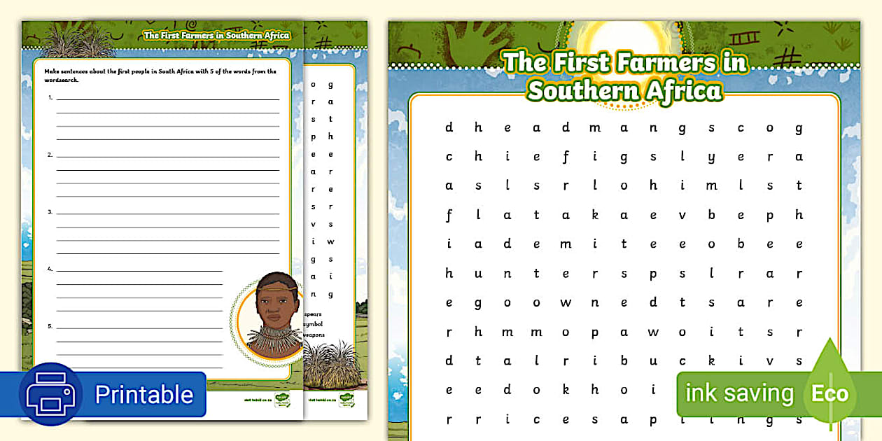 The First Farmers in SA - Wordsearch (teacher made) - Twinkl