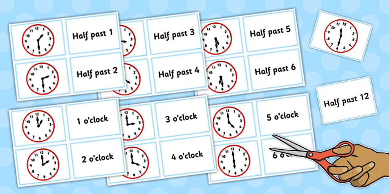 Clock Matching Game Split Cards (teacher made) - Twinkl