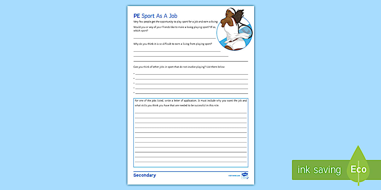 PE Cover Lesson: Sport as a Job Worksheet / Worksheet